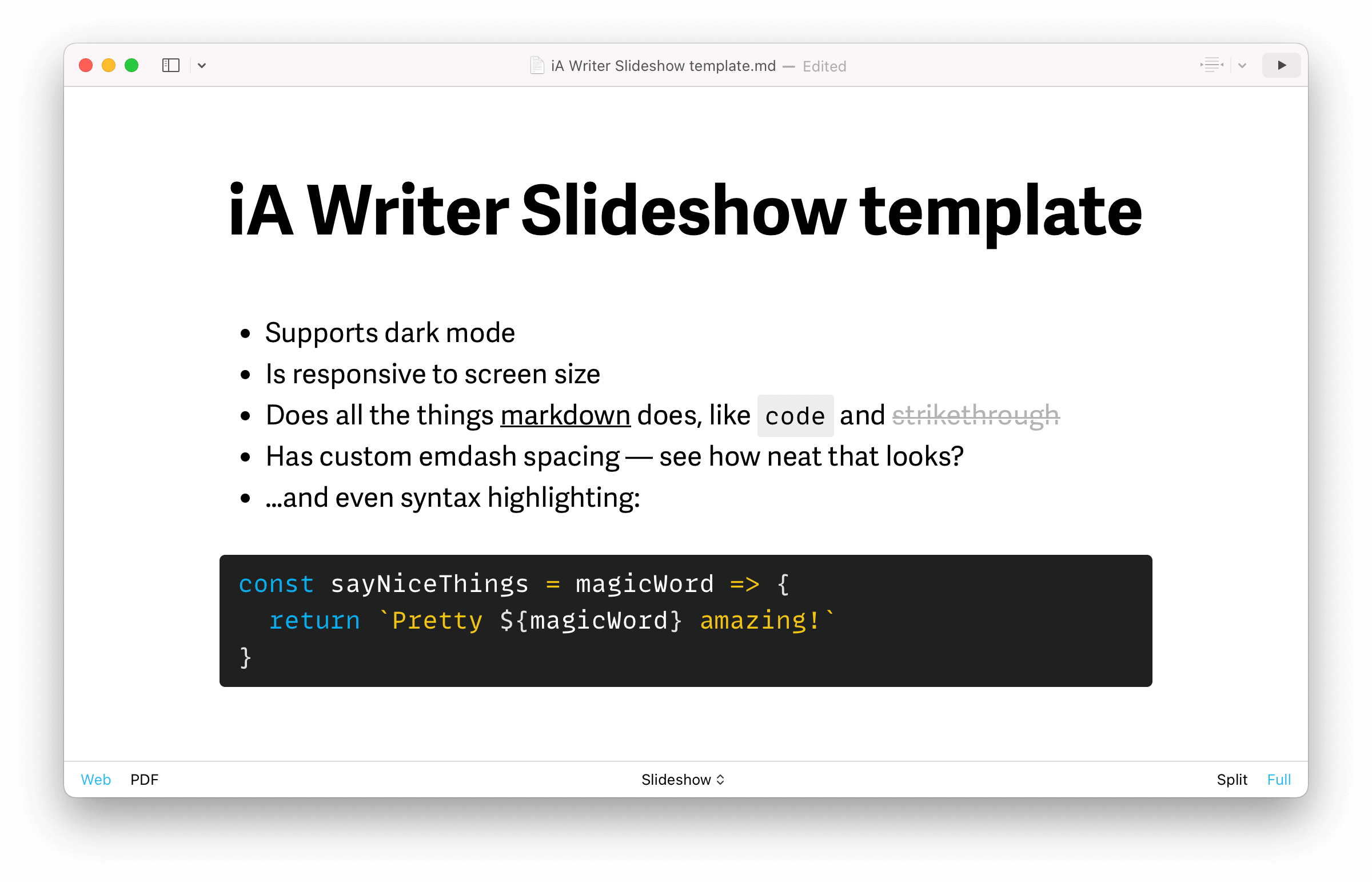 GitHub - phortuin/writer-slideshow-template: iA Writer template that ...